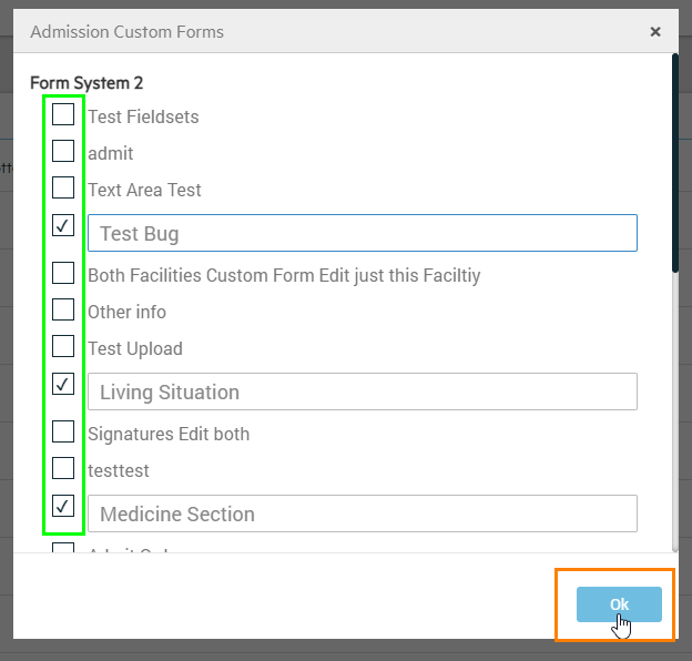 Customizing Admissions Checklist